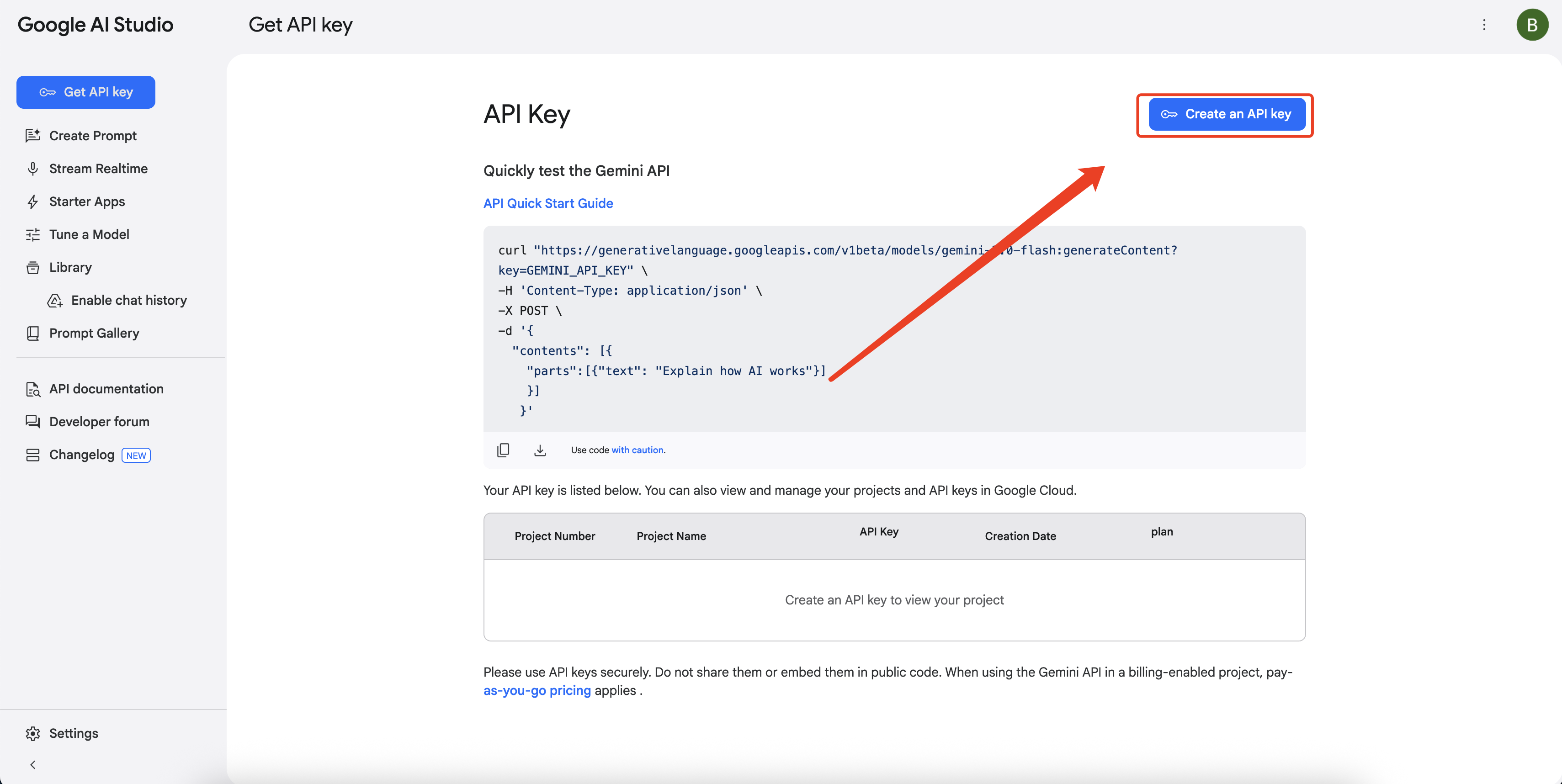 Gemini 获取API密钥指南 | Tavo